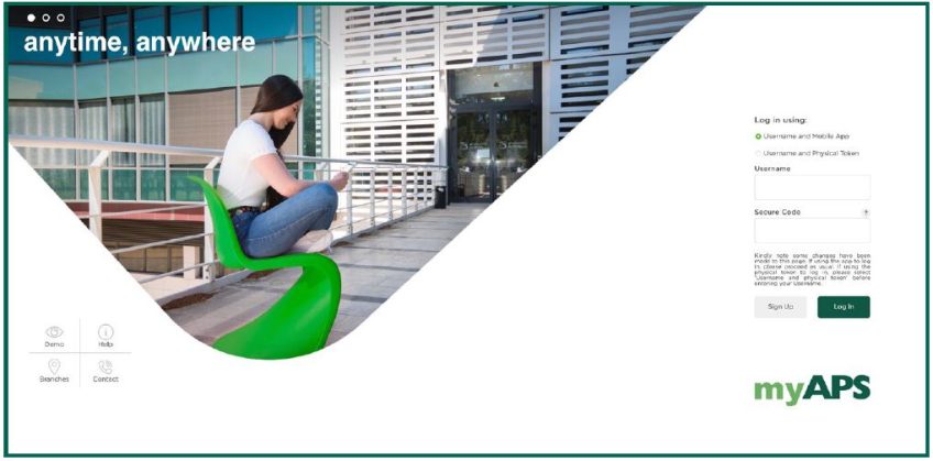 Guide to set password using myAPS desktop - APS Bank